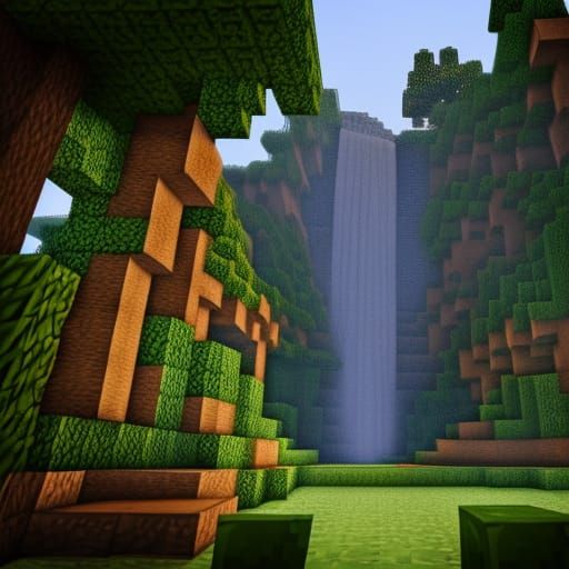 Minecraft Waterfall - AI Generated Artwork - NightCafe Creator