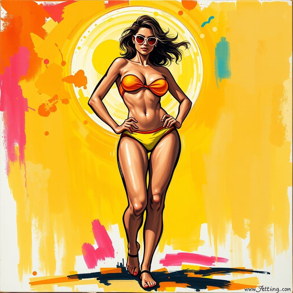 Vibrant Bikini Idol in Impressionistic Style - AI Art