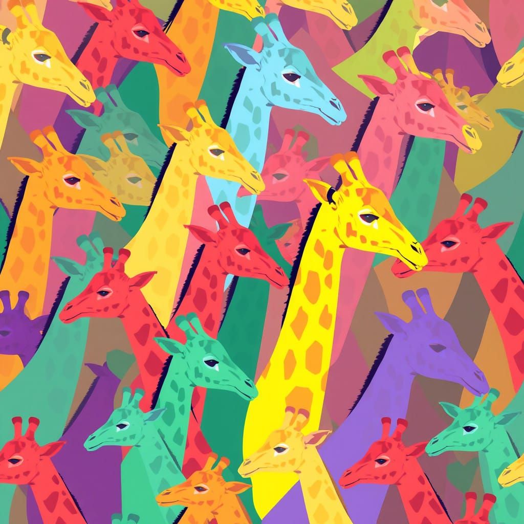 Vibrant Pastel Giraffes in Profile - AI Art