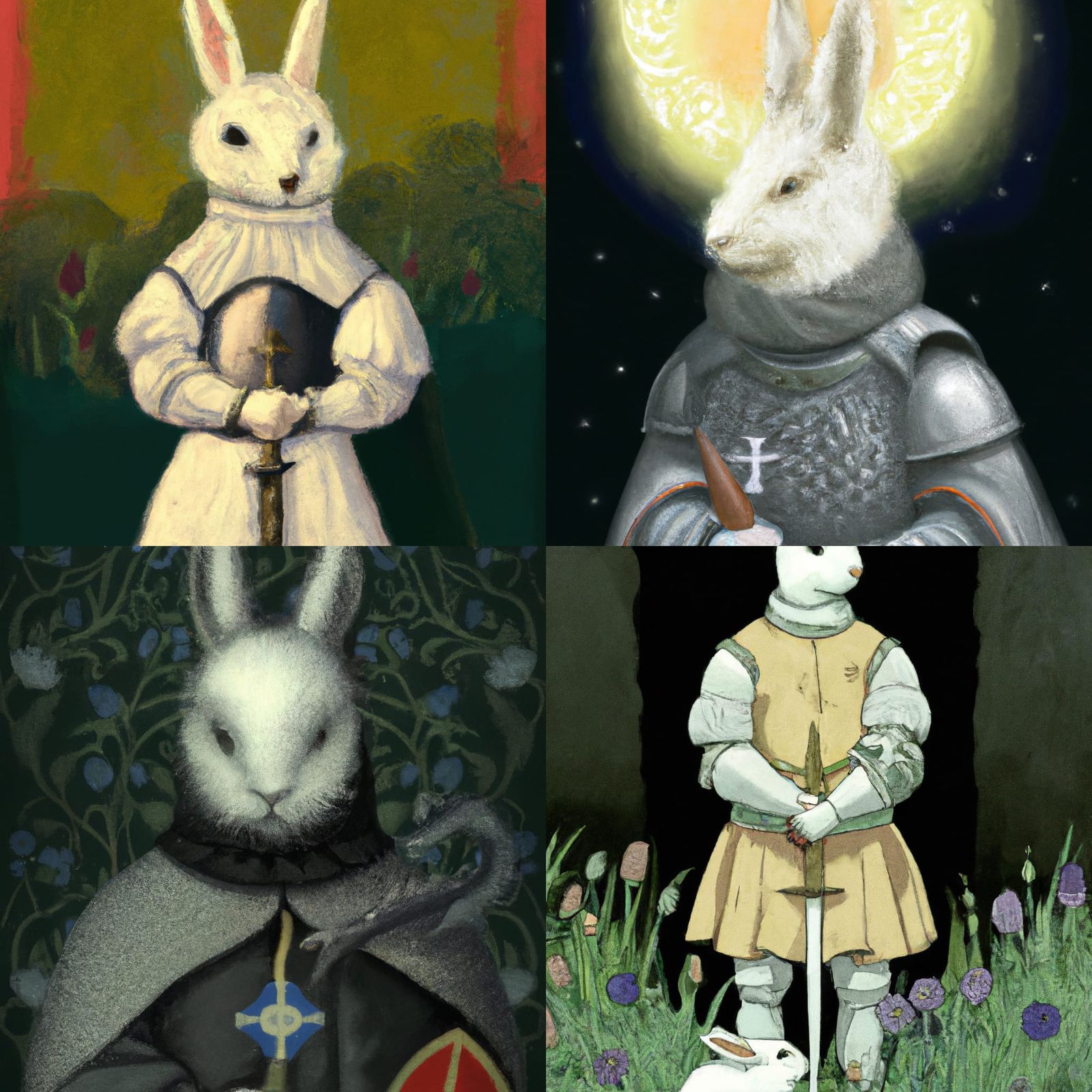 rabbit knight in the style of pre raphaelite painting - AI Generated ...