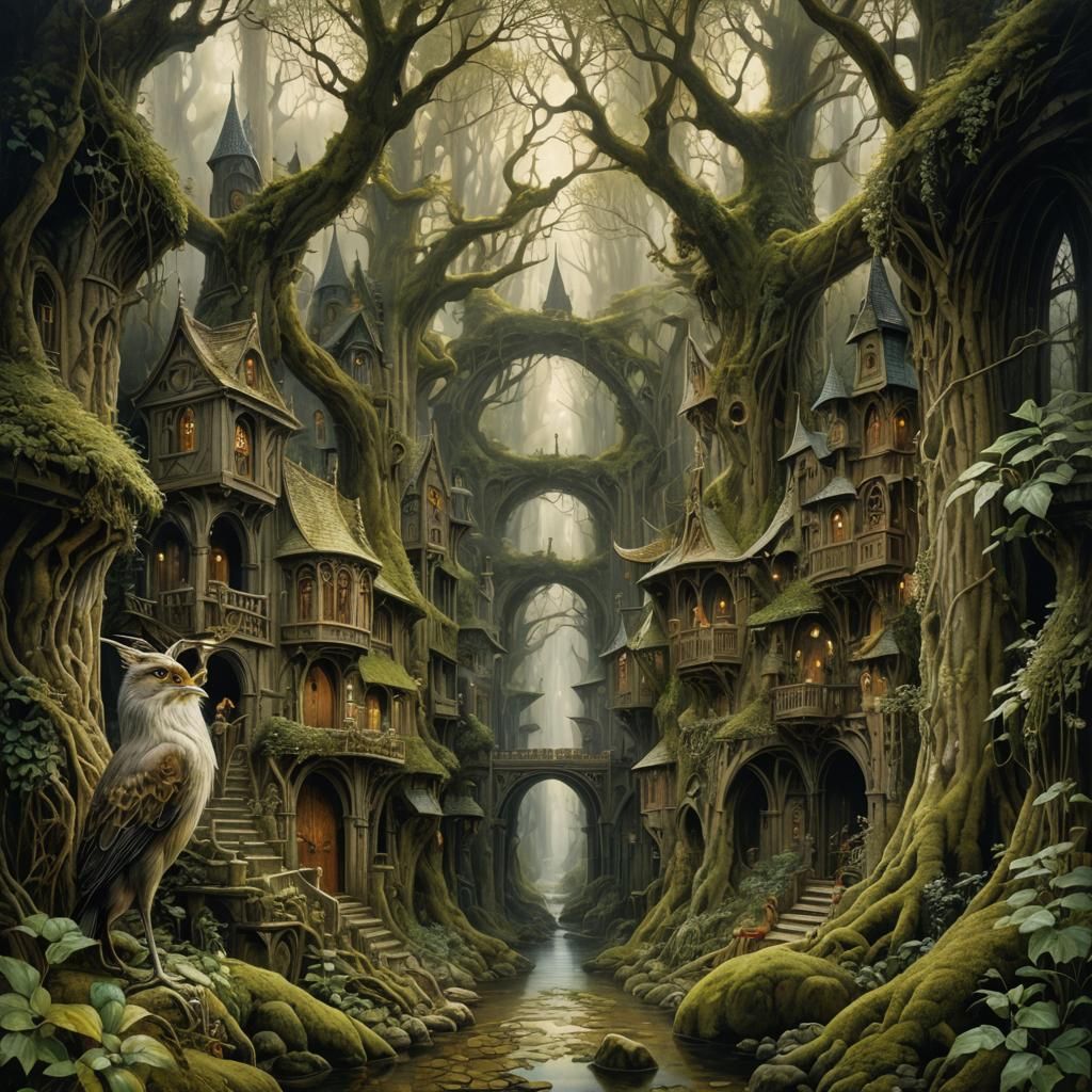 Elven Village - AI Generated Artwork - NightCafe Creator