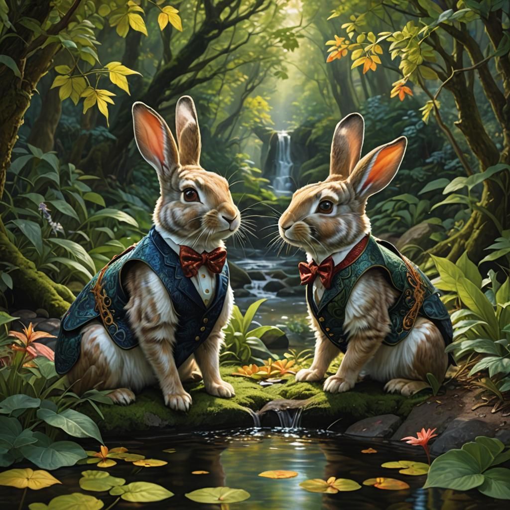 Gossiping Rabbits - AI Generated Artwork - NightCafe Creator