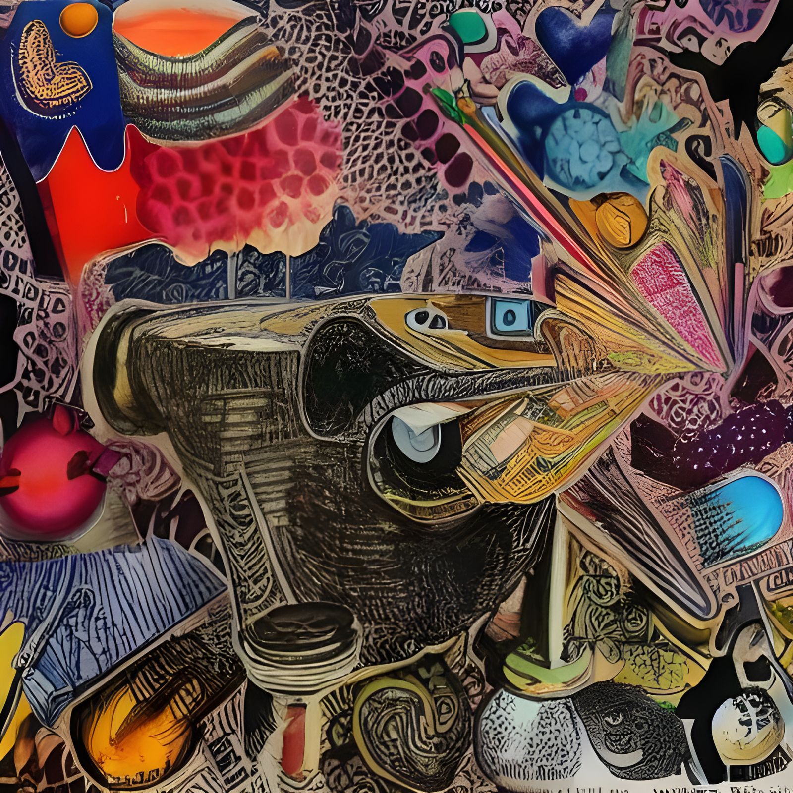 surreal picture complex collage random doodle drawings filled with ...