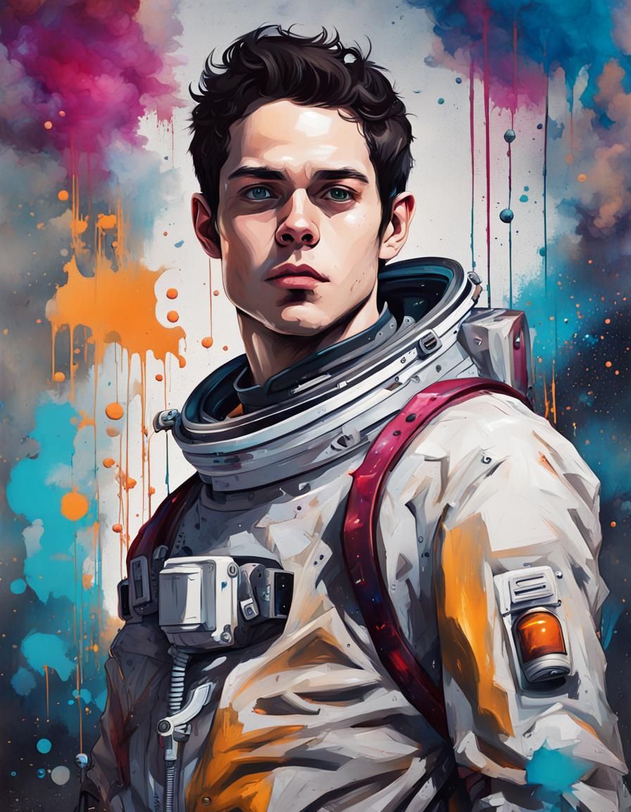 Young man resembling Dylan O’Brien in a sci-fi space suit. - AI ...