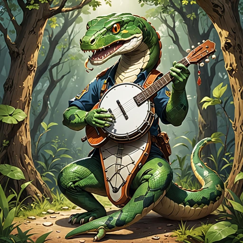 prompted for a snake playing a banjo - AI Generated Artwork - NightCafe ...