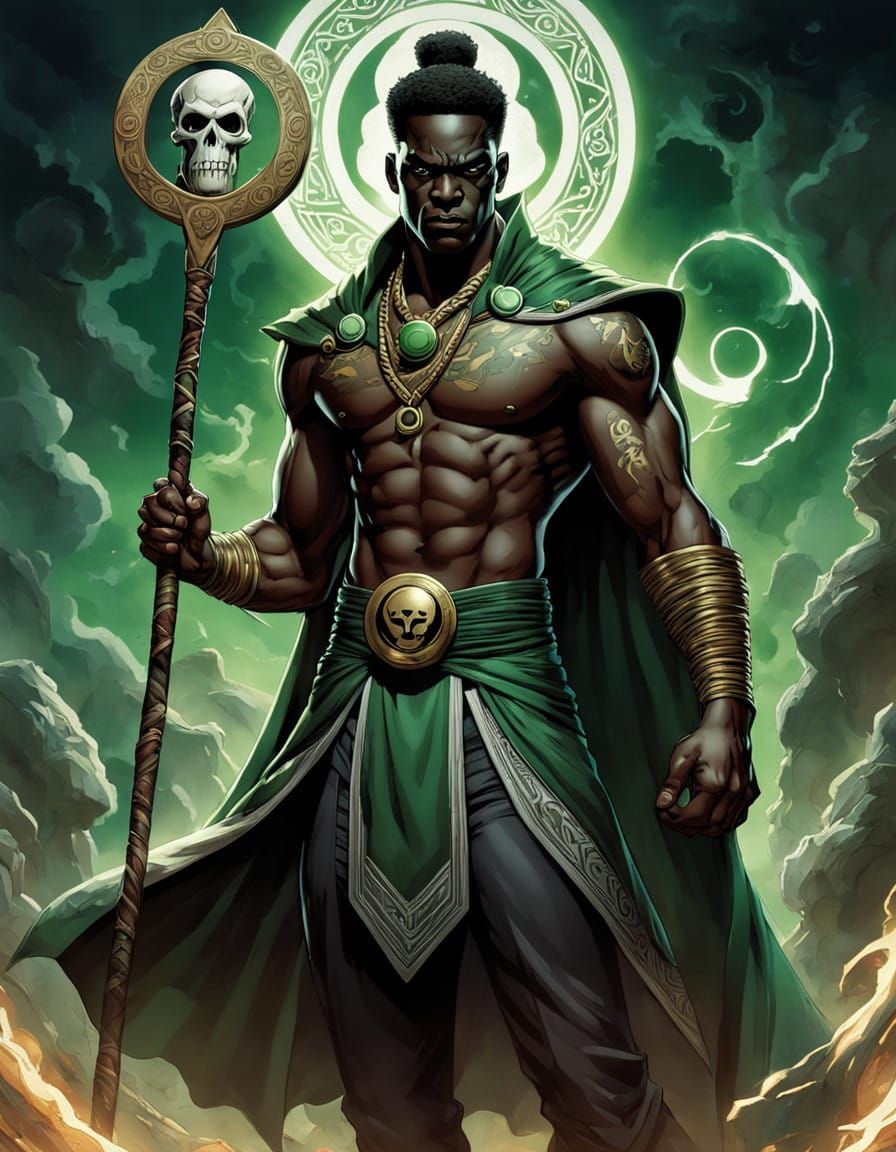 Heroic Voodoo Warrior Jericho Drumm - AI Art