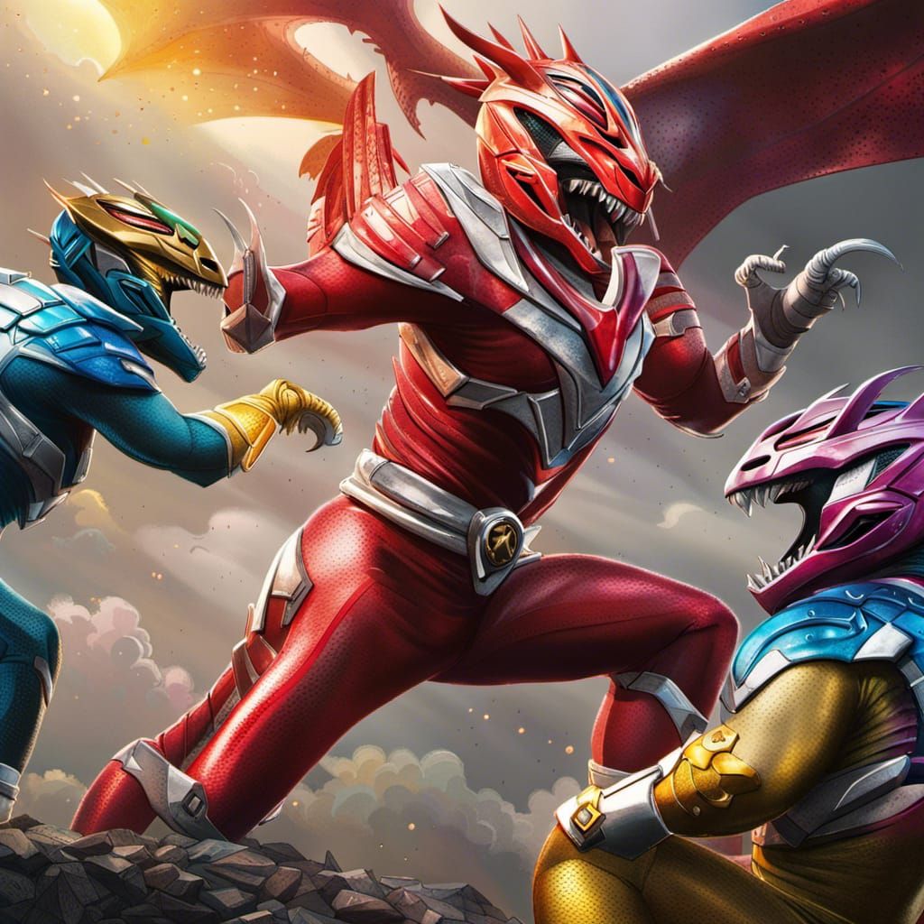power rangers as dragons - AI Generated Artwork - NightCafe Creator