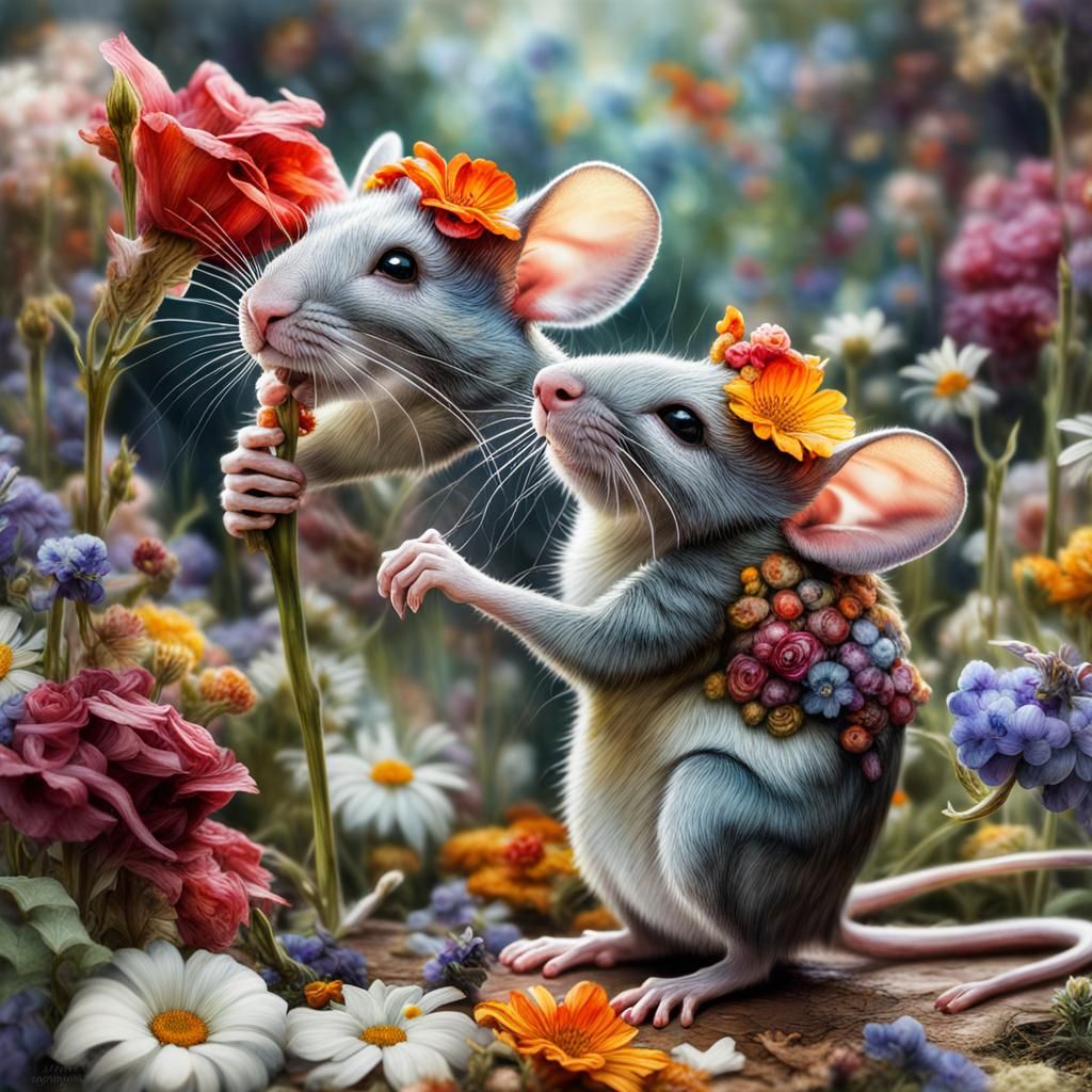 Flower mice - AI Generated Artwork - NightCafe Creator