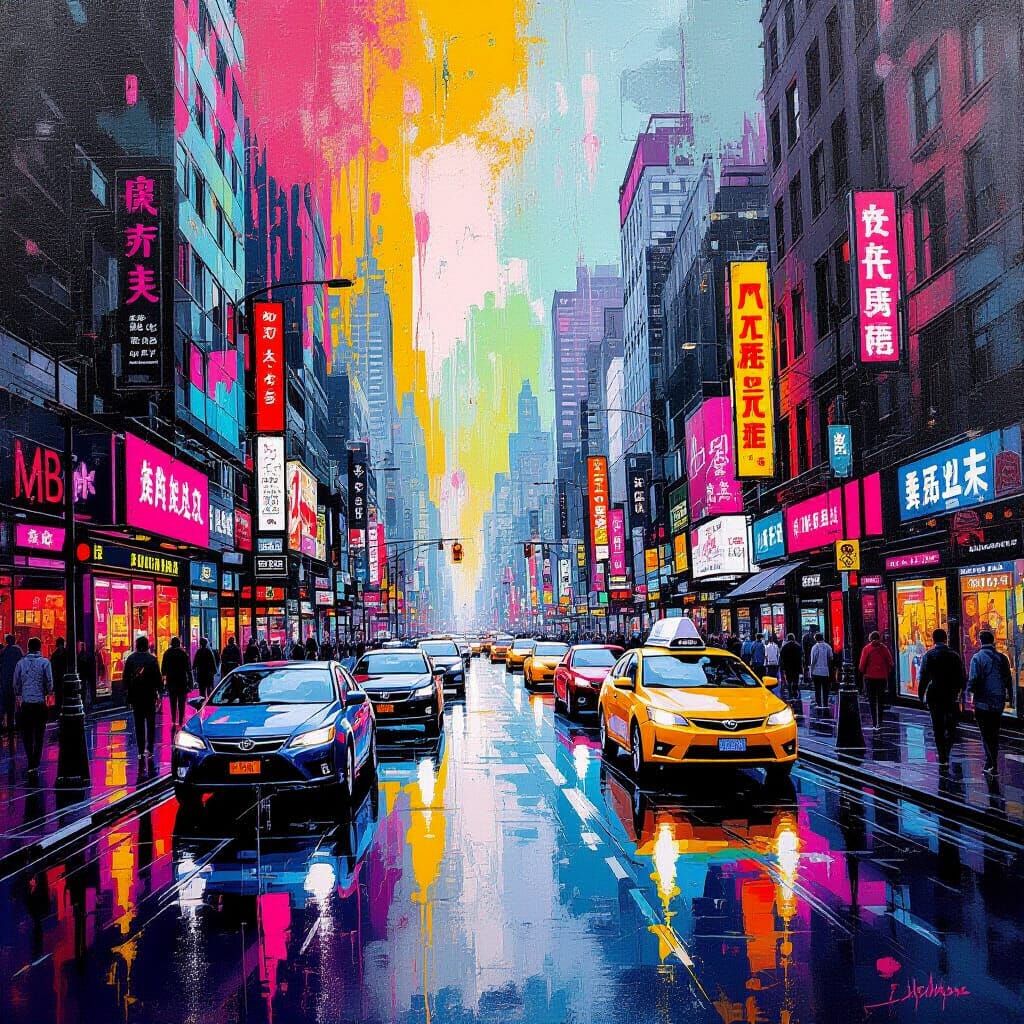ai made me do it - Vibrant Polychromatic Street Scene with A...