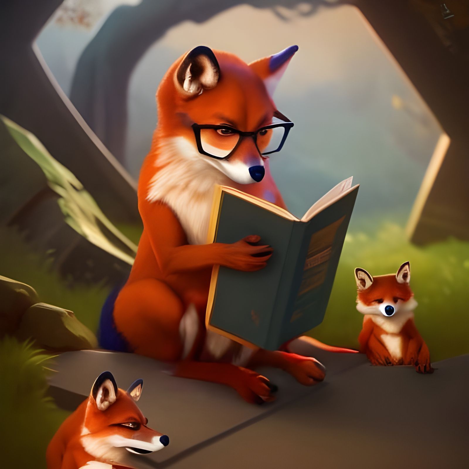 Passing down fox wisdom - AI Generated Artwork - NightCafe Creator