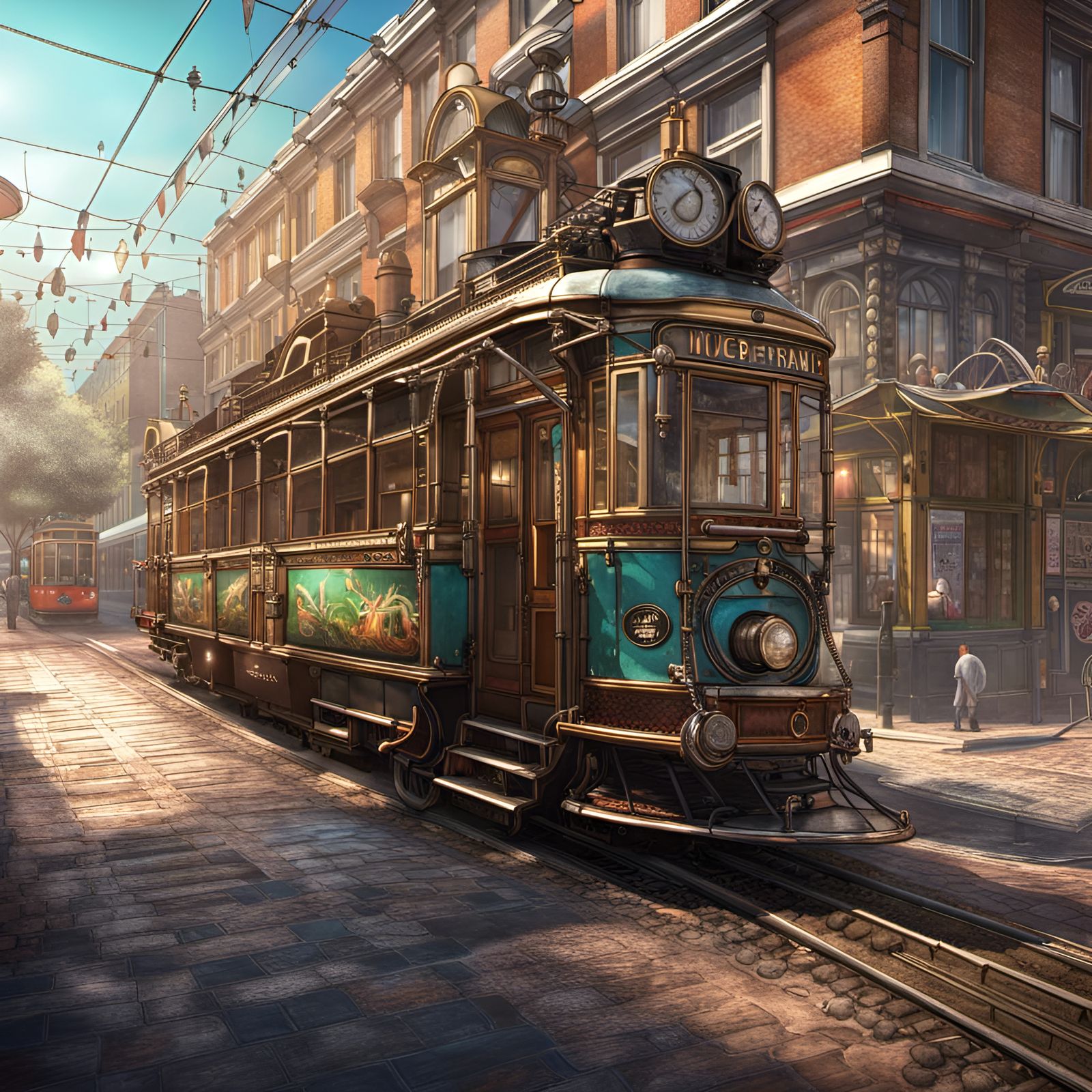 Steampunk Tram - AI Generated Artwork - NightCafe Creator