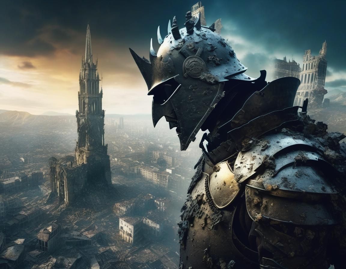 The Knight and His Crumbling City - AI Generated Artwork - NightCafe ...