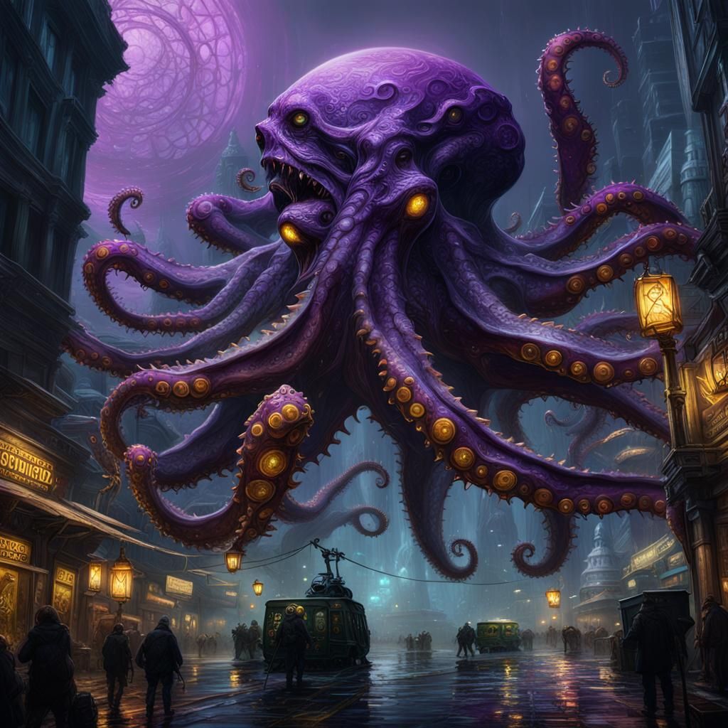 Invasion of the Giant Octopus Aliens, Apocalyptic - AI Generated ...