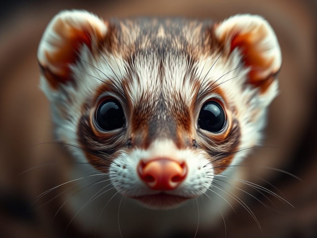 Vibrant Ferret Portrait in Microscopic Detail - AI Art