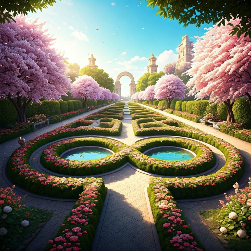 Surreal Infinity Garden Blooms in Vibrant Paradise - AI Art