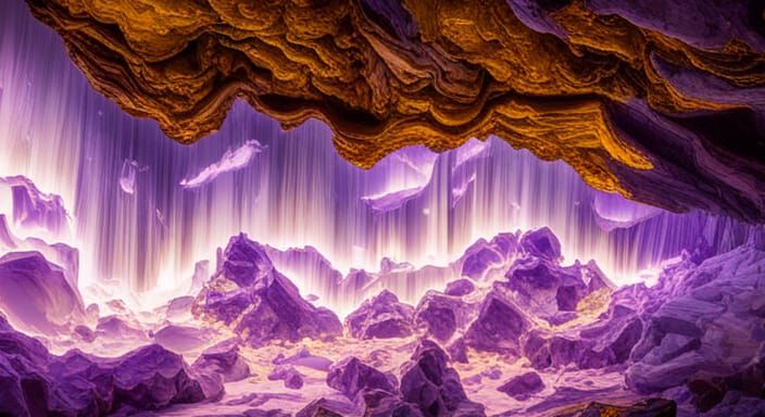 Photograph of a giant sparkling amethyst quartz crystal cavern vein ...