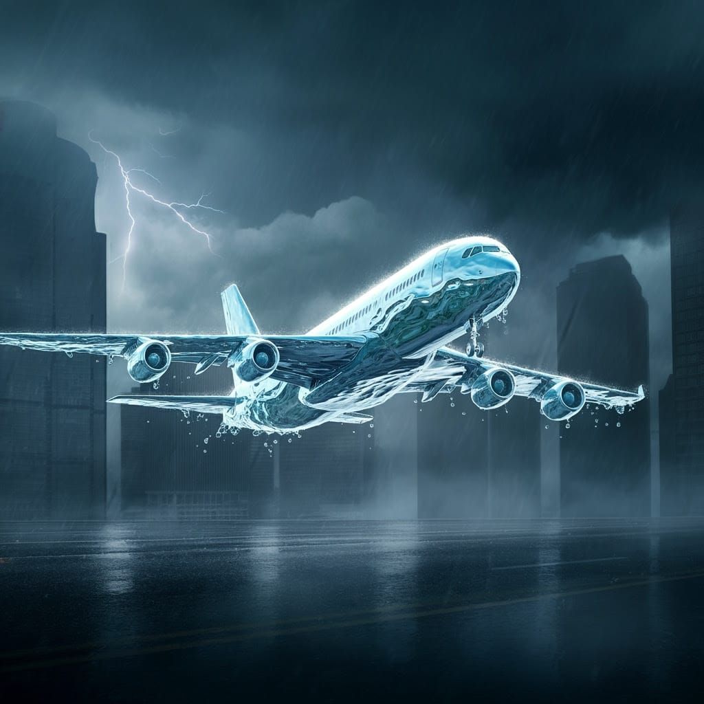 Hyper-Realistic Water Airplane in a Stormy Sky - AI Art