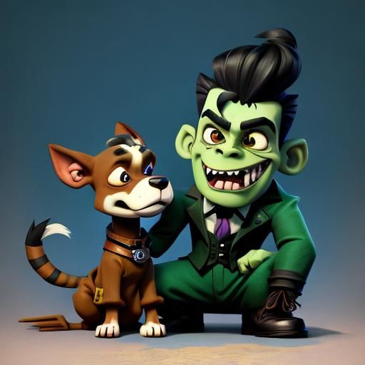 Little Boy Frankenstein & His Dog - AI Generated Artwork - NightCafe ...
