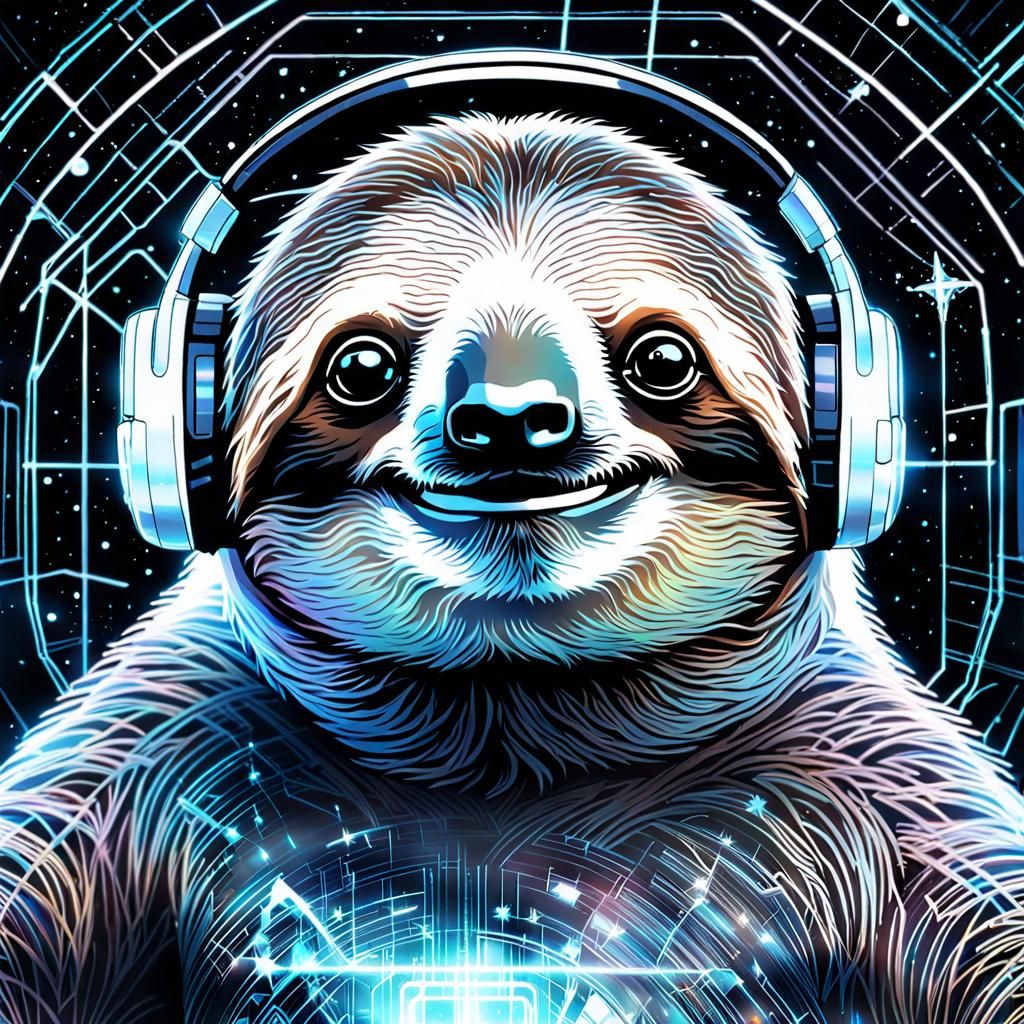 Holograph Sloth 1 - AI Generated Artwork - NightCafe Creator