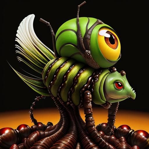 a painting of a bug sitting on top of a vegetable, a surrealist ...