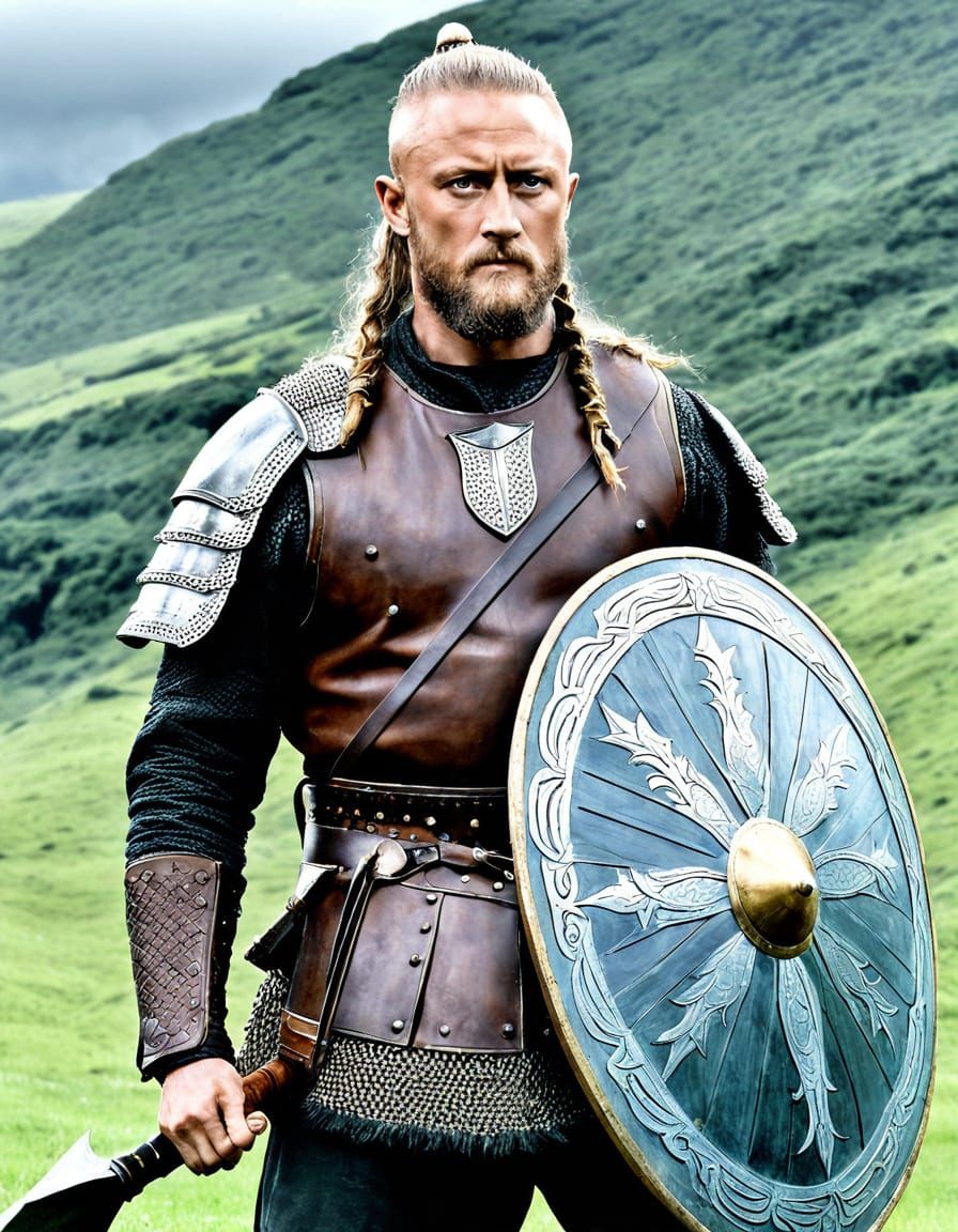 Viking Warrior Ragnar Lothbrook with Shield and Sp... - AI Art