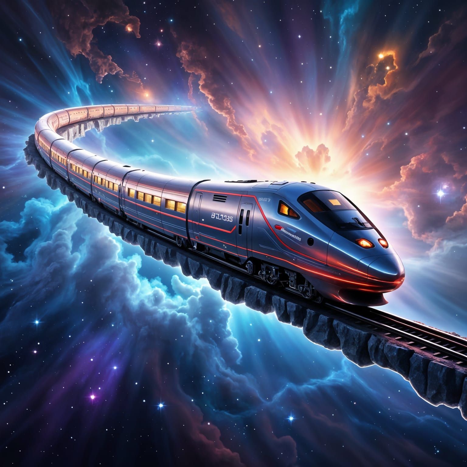 Interstellar Passenger Train Passes Nebula