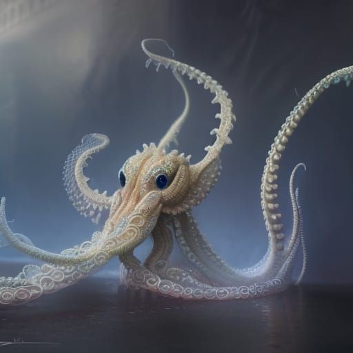 Delicate deep sea cephalopod - AI Generated Artwork - NightCafe Creator