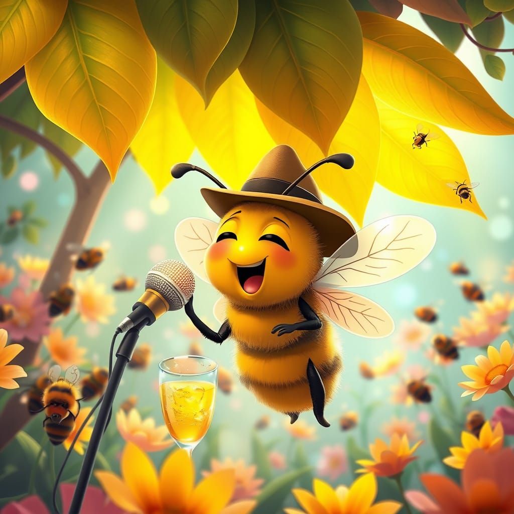 The Bee - A nature's singer - Vibrant Bee Performs Under Whi...