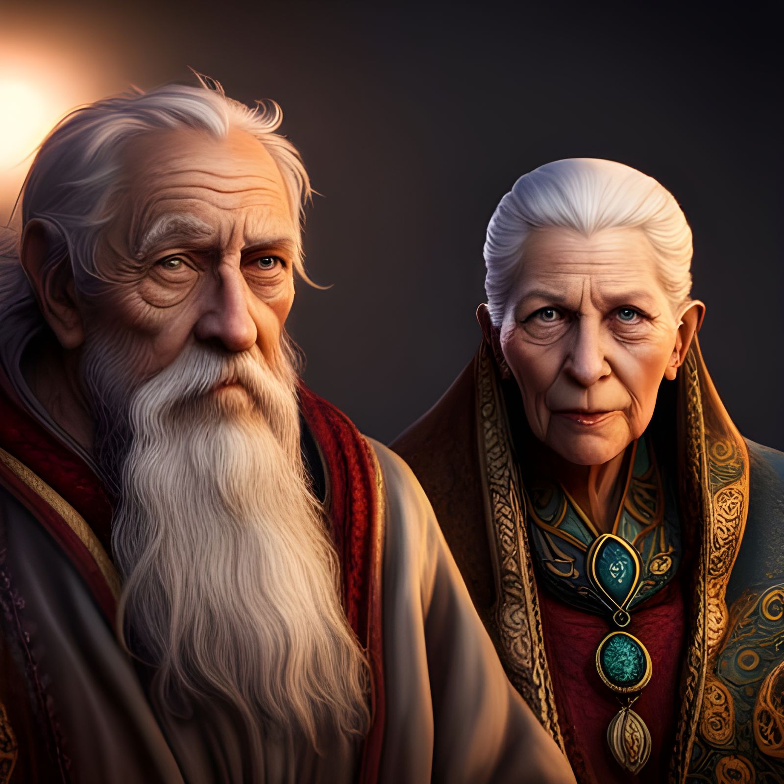 Wise old man and wise old woman - AI Generated Artwork - NightCafe Creator