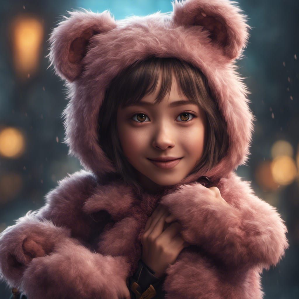 girl wearing teddy bear fursuit - AI Generated Artwork - NightCafe Creator