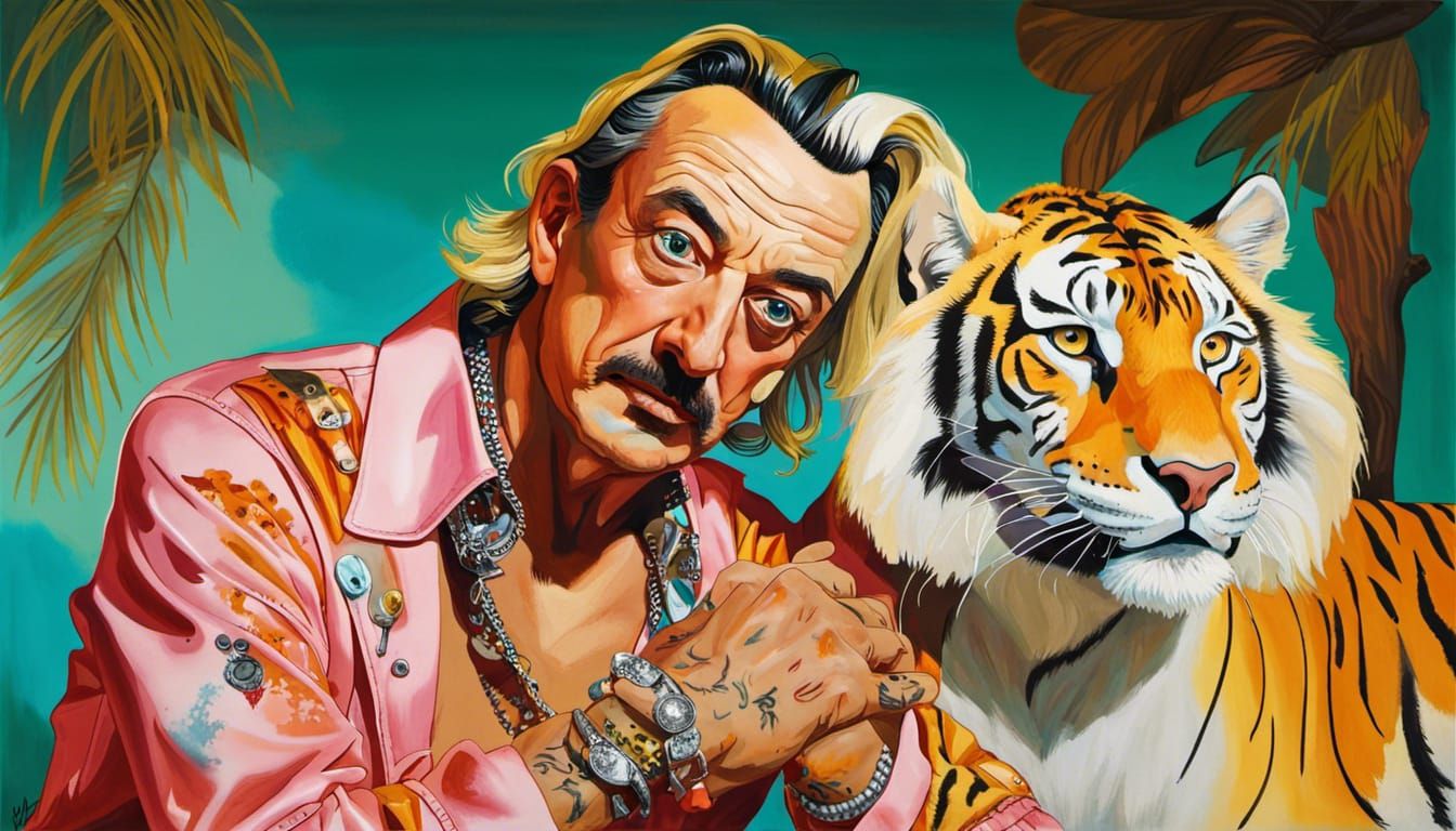 Salvador Dalí as Joe Exotic, the Tiger King, from the Netflix series ...