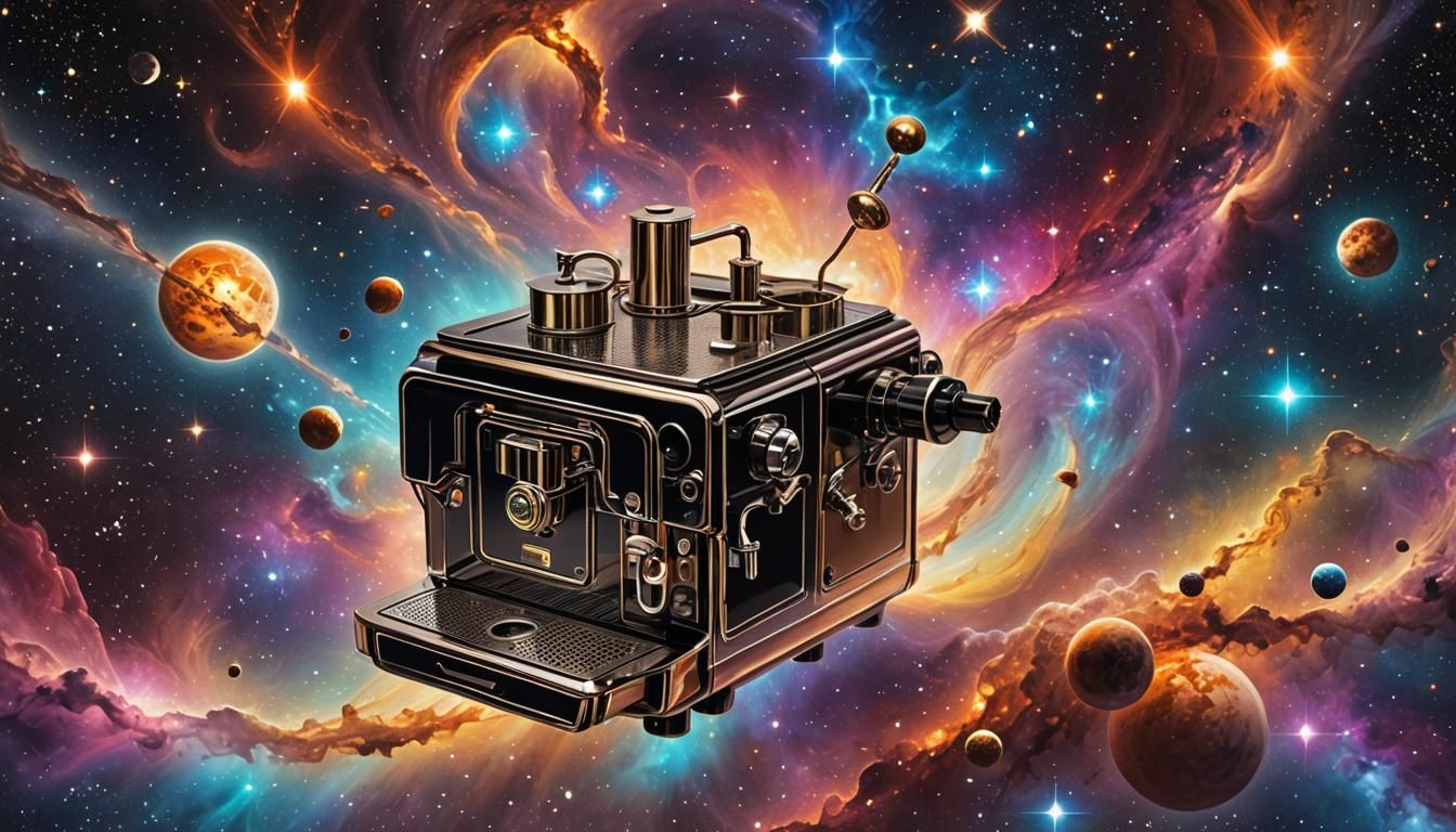 Coffee Machine in Space - AI Generated Artwork - NightCafe Creator