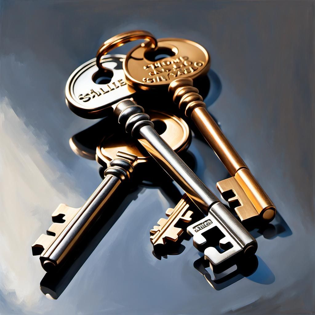 Oil painting of shiny bronze keys - AI Generated Artwork - NightCafe ...