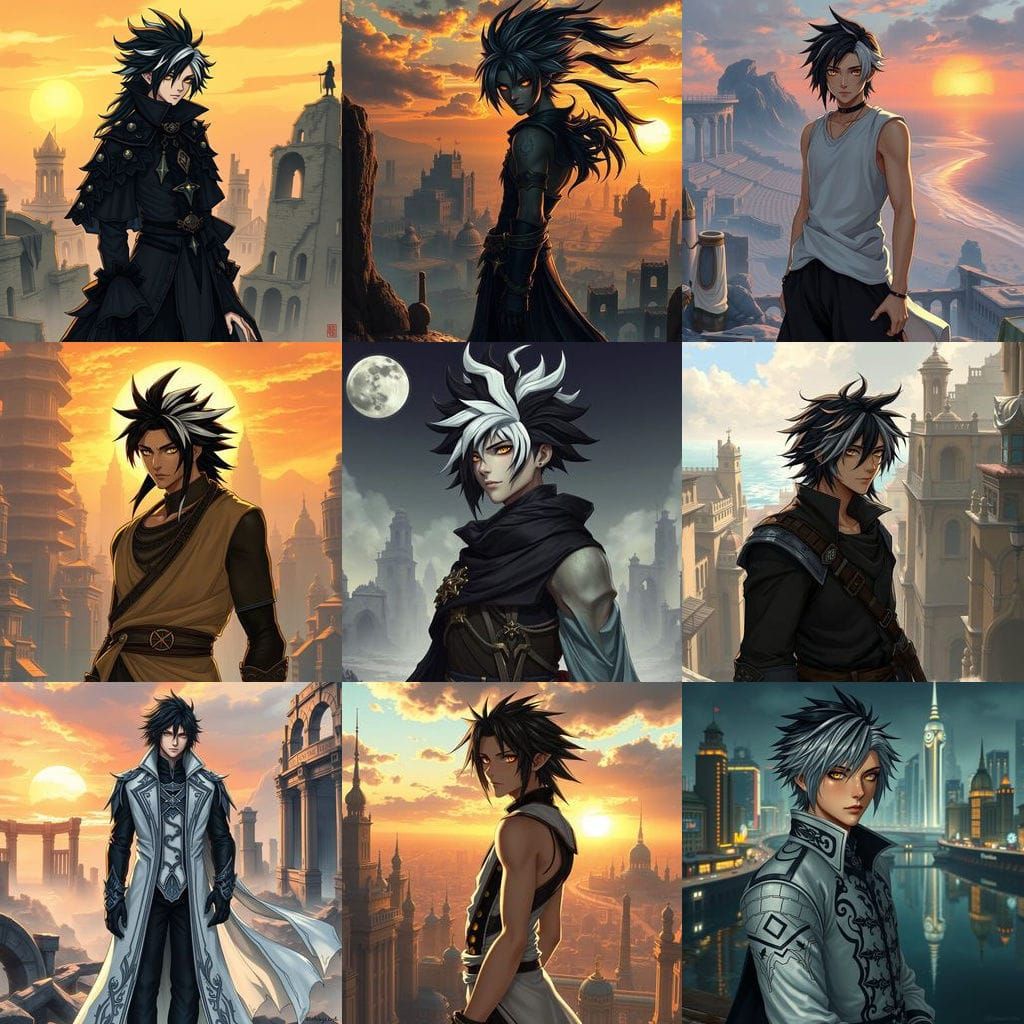 Vali Ravenclaw as a male Final Fantasy X character with black and white ...