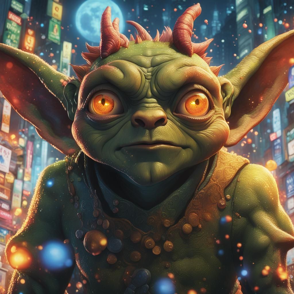 goblin, kaleidoscopic, Cyberghetto, chalk art, massive scale, Texturing ...