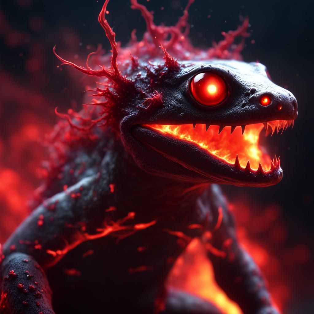 adorable baby mutated hellion horror hybrid salamander zombie, claws ...