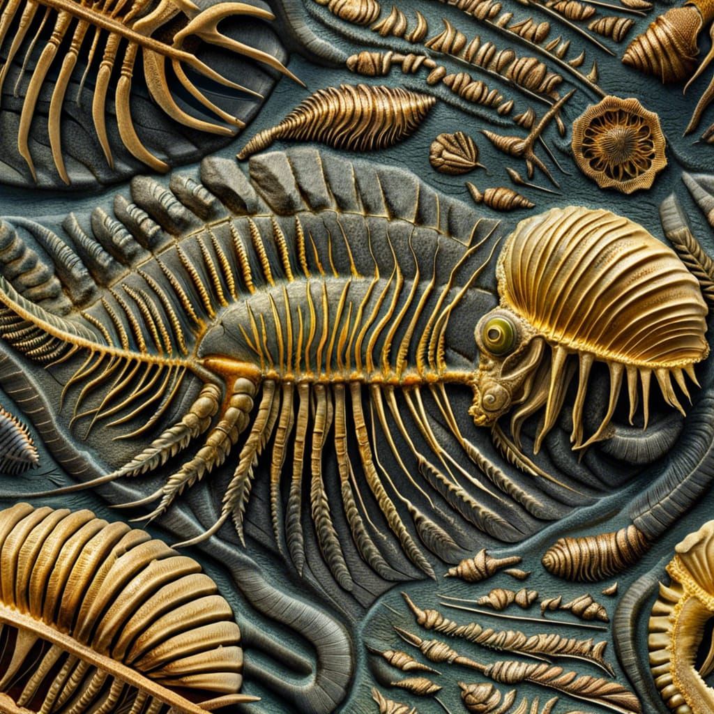 fossil sea creatures - AI Generated Artwork - NightCafe Creator