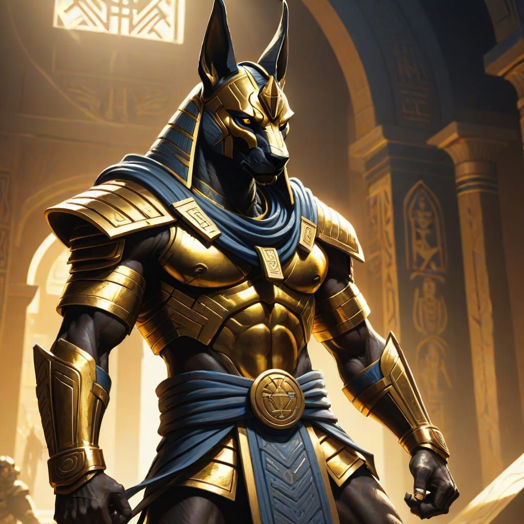 Anubis - Anubis in Jiu Jitsu Pose: Digital Concept Art