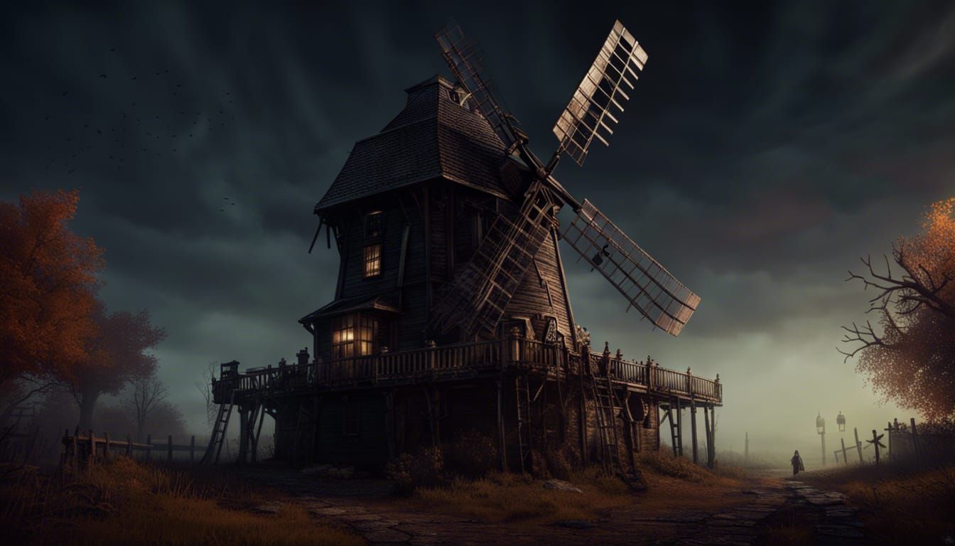 Haunted Windmill - AI Generated Artwork - NightCafe Creator