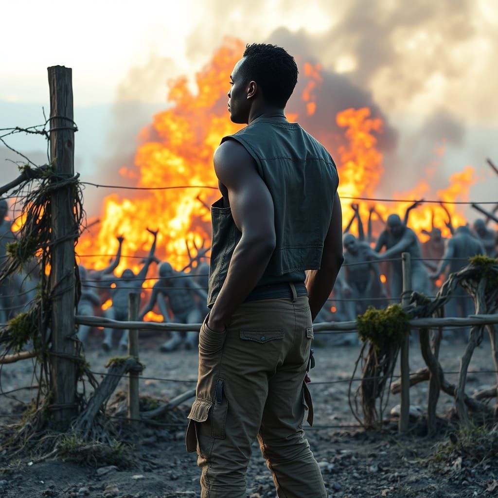 Jayson Cross - Post-Apocalyptic Warrior Gazing Upon a Fiery ...