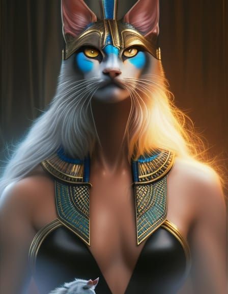 Portrait the egyptian goddess Bastet - AI Generated Artwork - NightCafe Creator