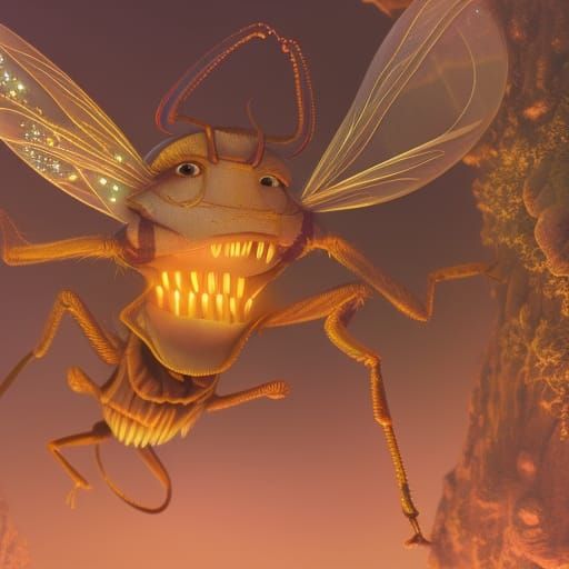 Very Friendly insects light particles detailed matte painting ...