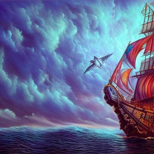 giant pirate ship with shark bite intricately detailed Unreal Engine ...