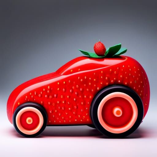 Strawberry on strawberry-car - AI Generated Artwork - NightCafe Creator