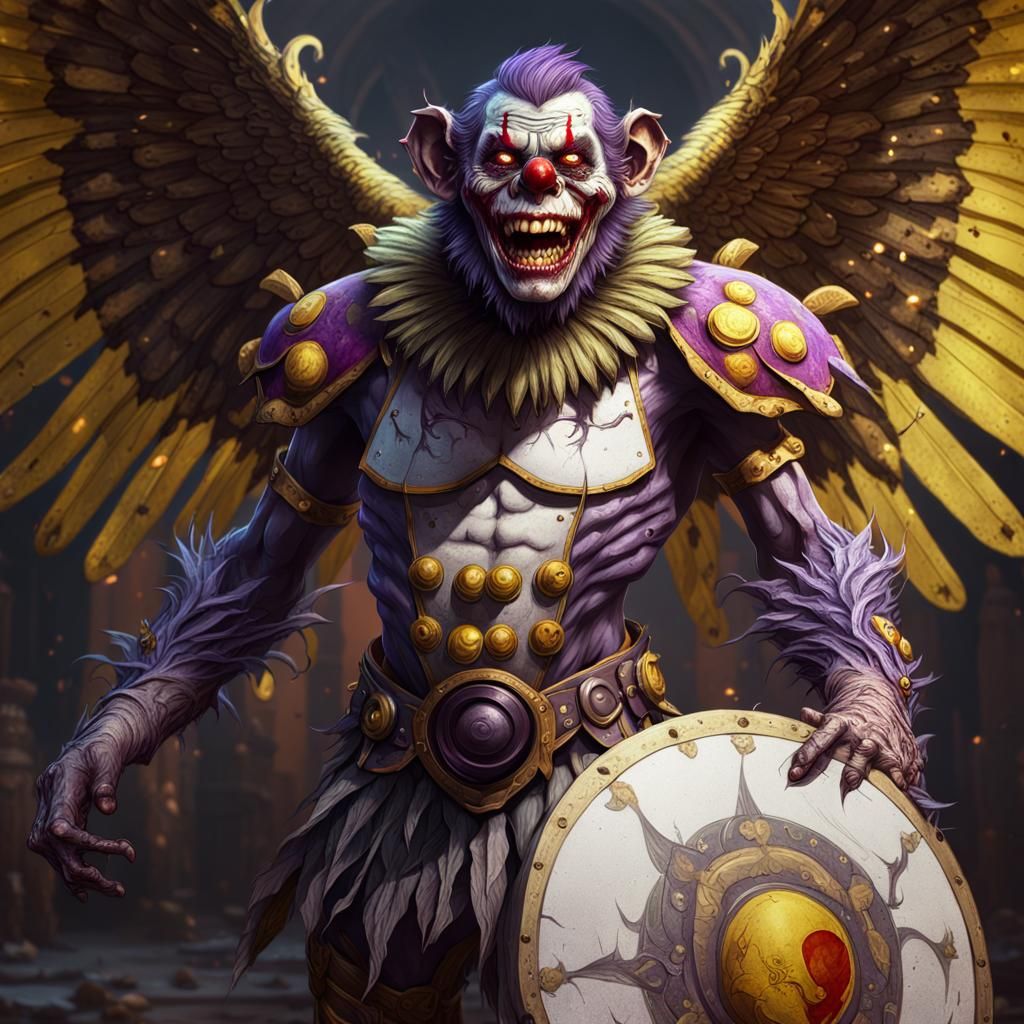 Zombie Monkey Monster Clown Man With Wings - AI Generated Artwork ...