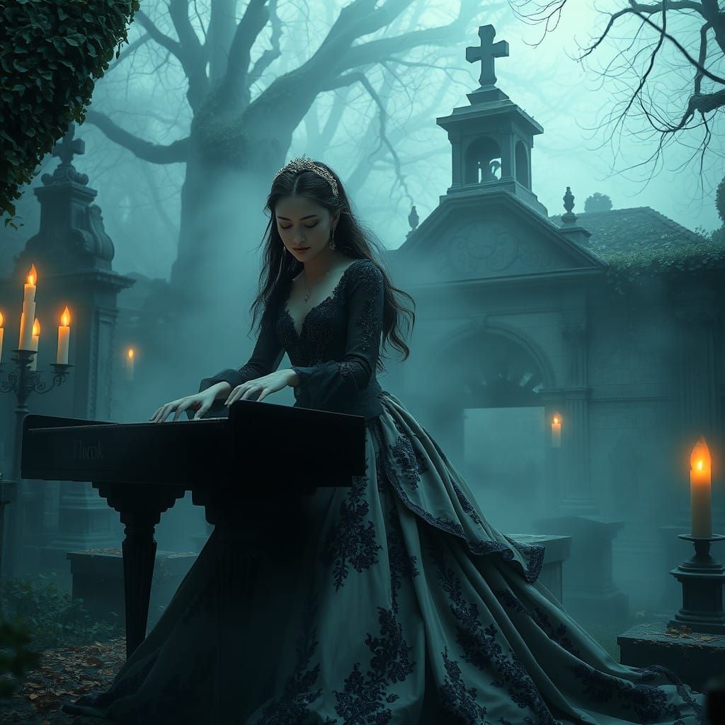 Ethereal Concert Pianist in Victorian Gothic Splen... - AI Art