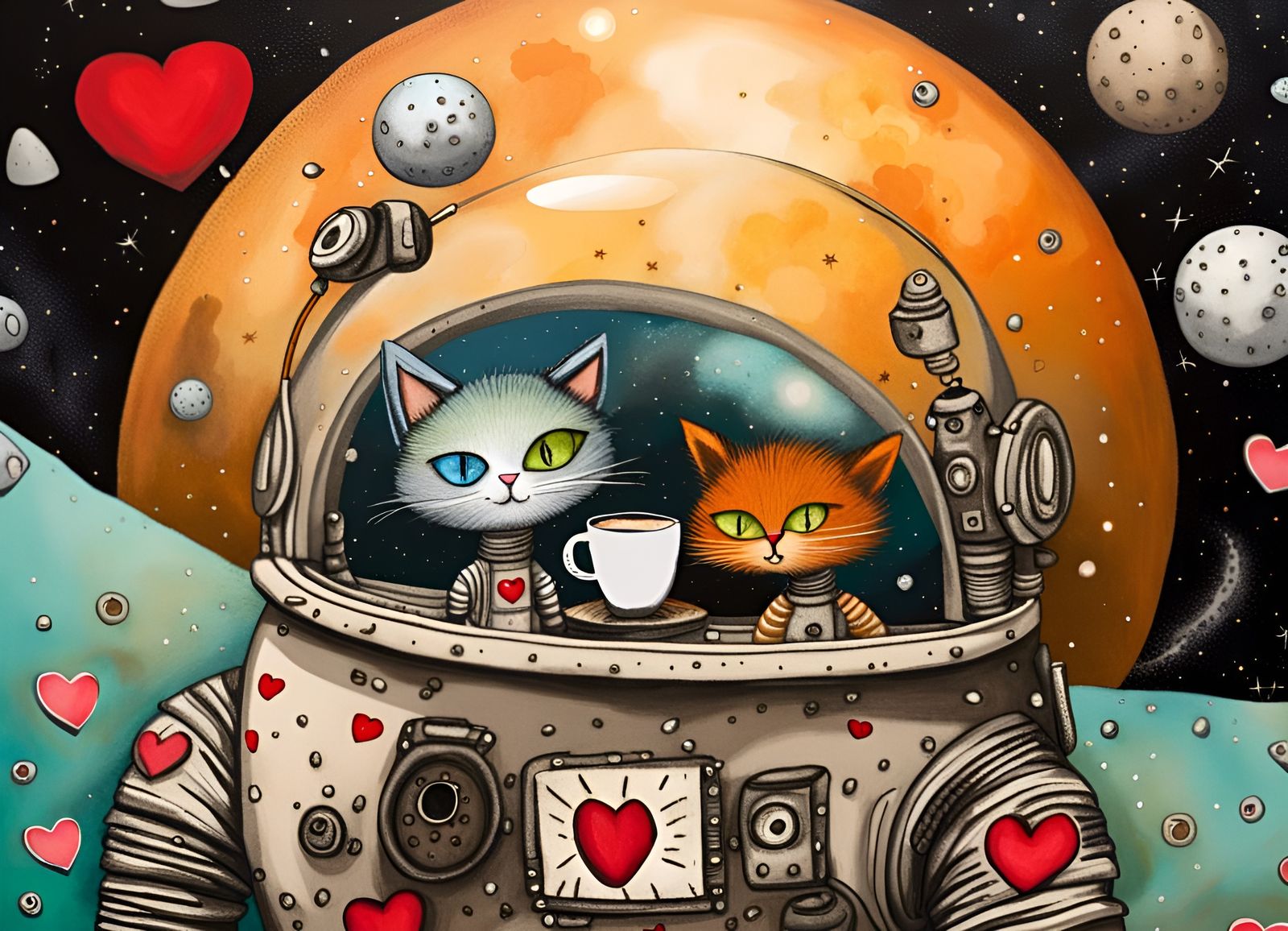 Space orb with a free coffee bar - AI Generated Artwork - NightCafe Creator