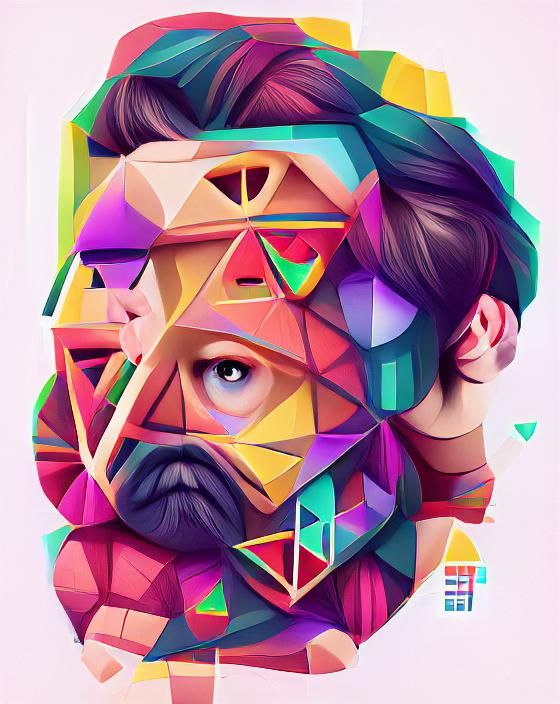 colourful geometric digital illustration - AI Generated Artwork ...