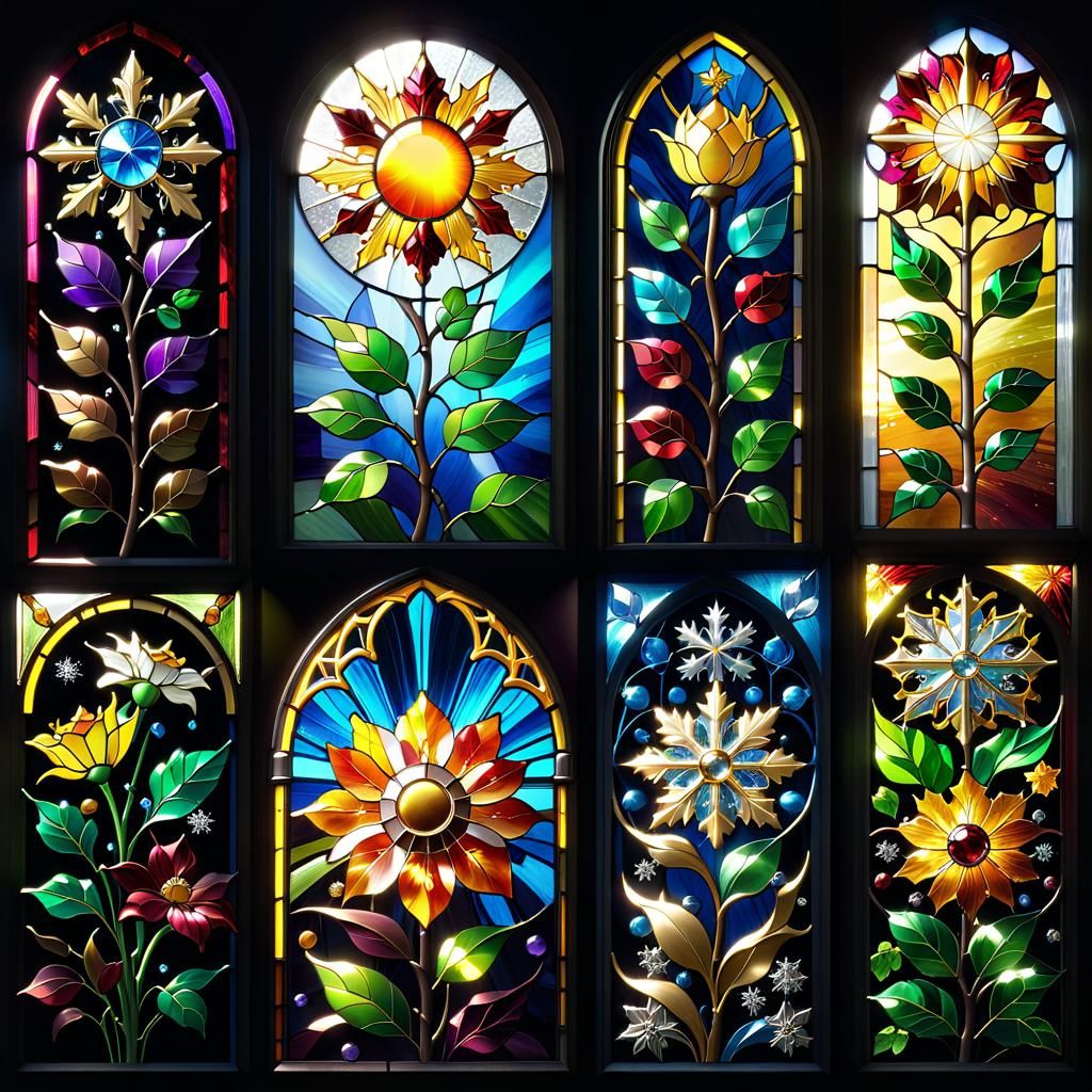 Multiple stained glass panels - AI Generated Artwork - NightCafe Creator