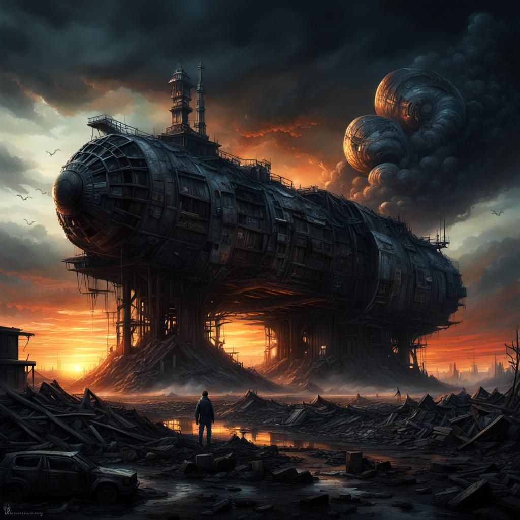 Erased souls. Hyperdetailed, masterpiece of dark-art, sunset, post ...